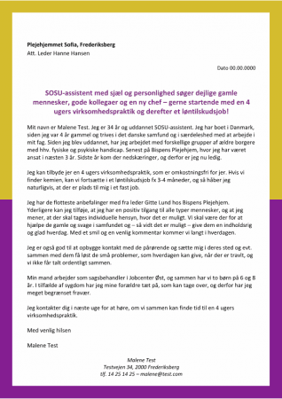 Dygtig og engageret social- og sundhedsassistent - Skrivansøgning