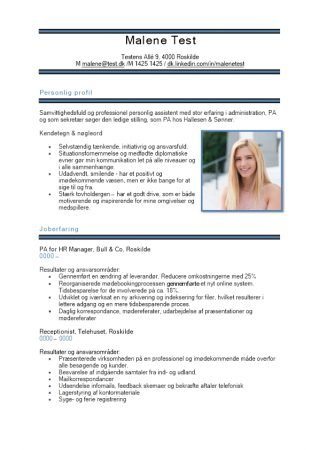 Skabelon med kompetenceprofil - Skrivansøgning