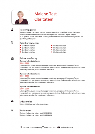 Skabelon CV med kompetencer og nøgleord - Skrivansøgning