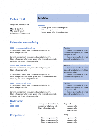CV skabelon - tabel - Skrivansøgning