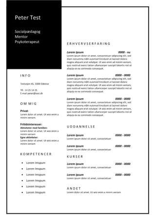 Skabelon - kronologisk CV - Skrivansøgning